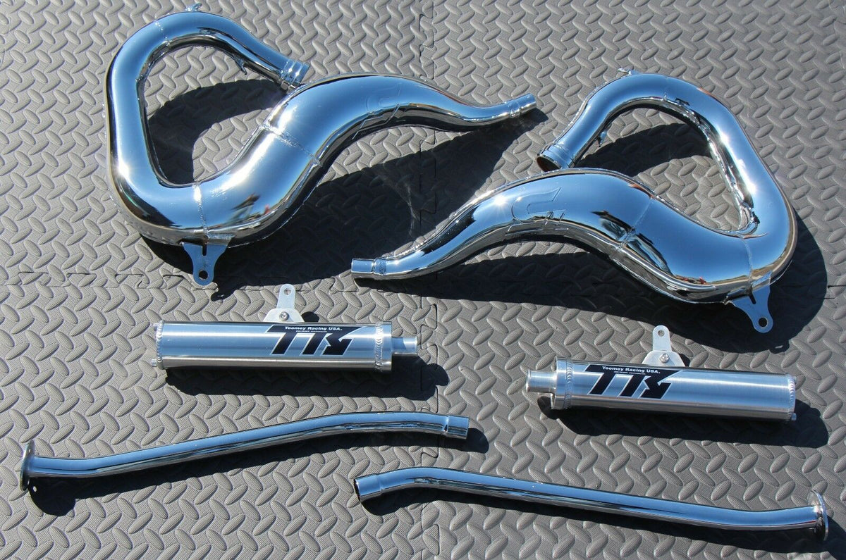 NEW Yamaha Banshee CHROME Toomey Racing T5 Pipes + T-5 silencers 1987 ...