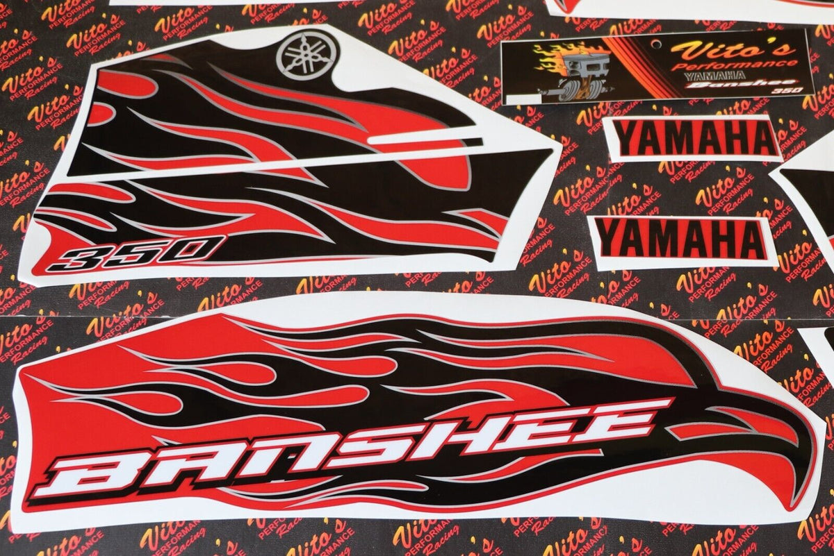 Vito's vinyl decal graphics kit 14MIL sticker Yamaha Banshee RED BLACK ...