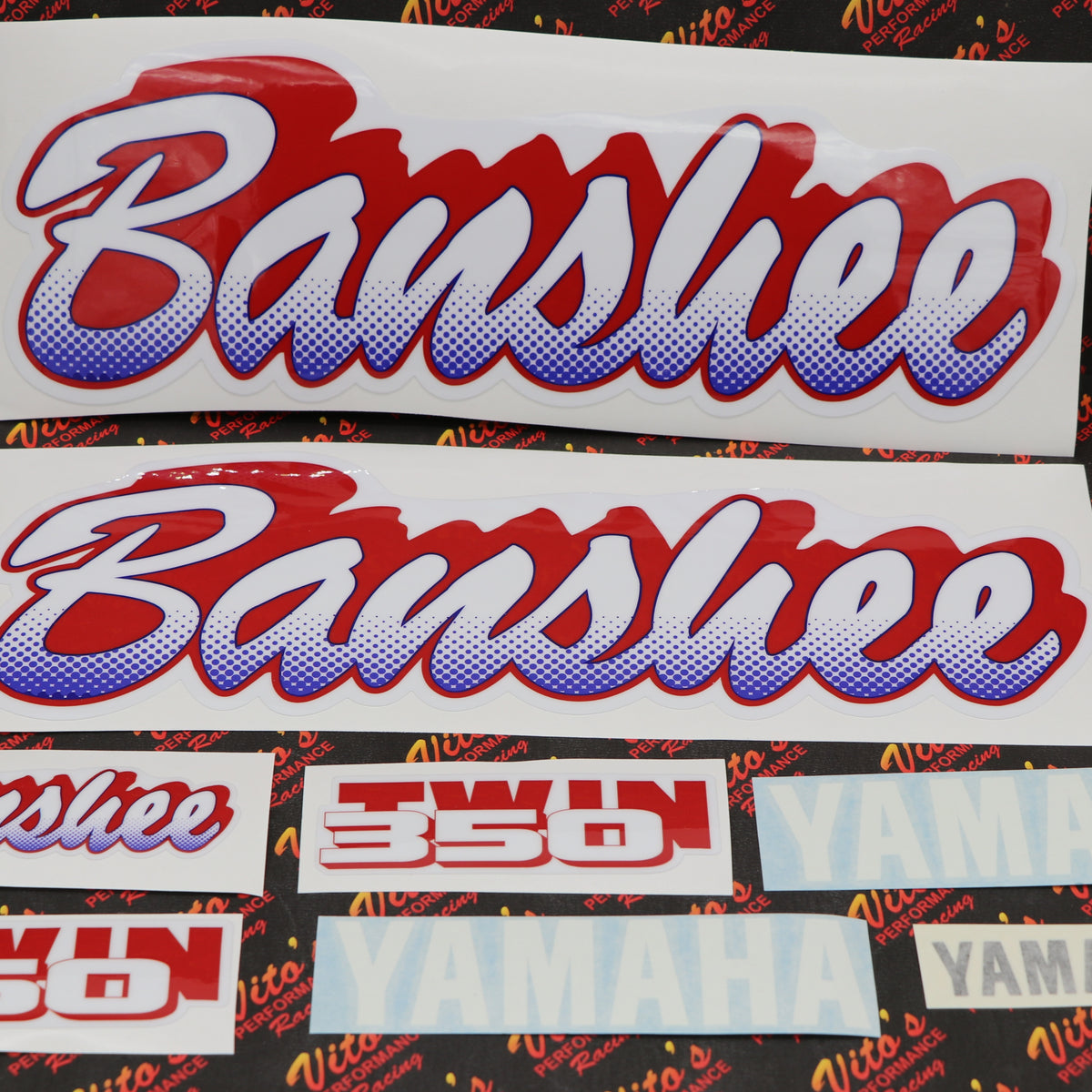 Vito's vinyl decal graphics kit 14MIL sticker Yamaha Banshee WHITE RED ...