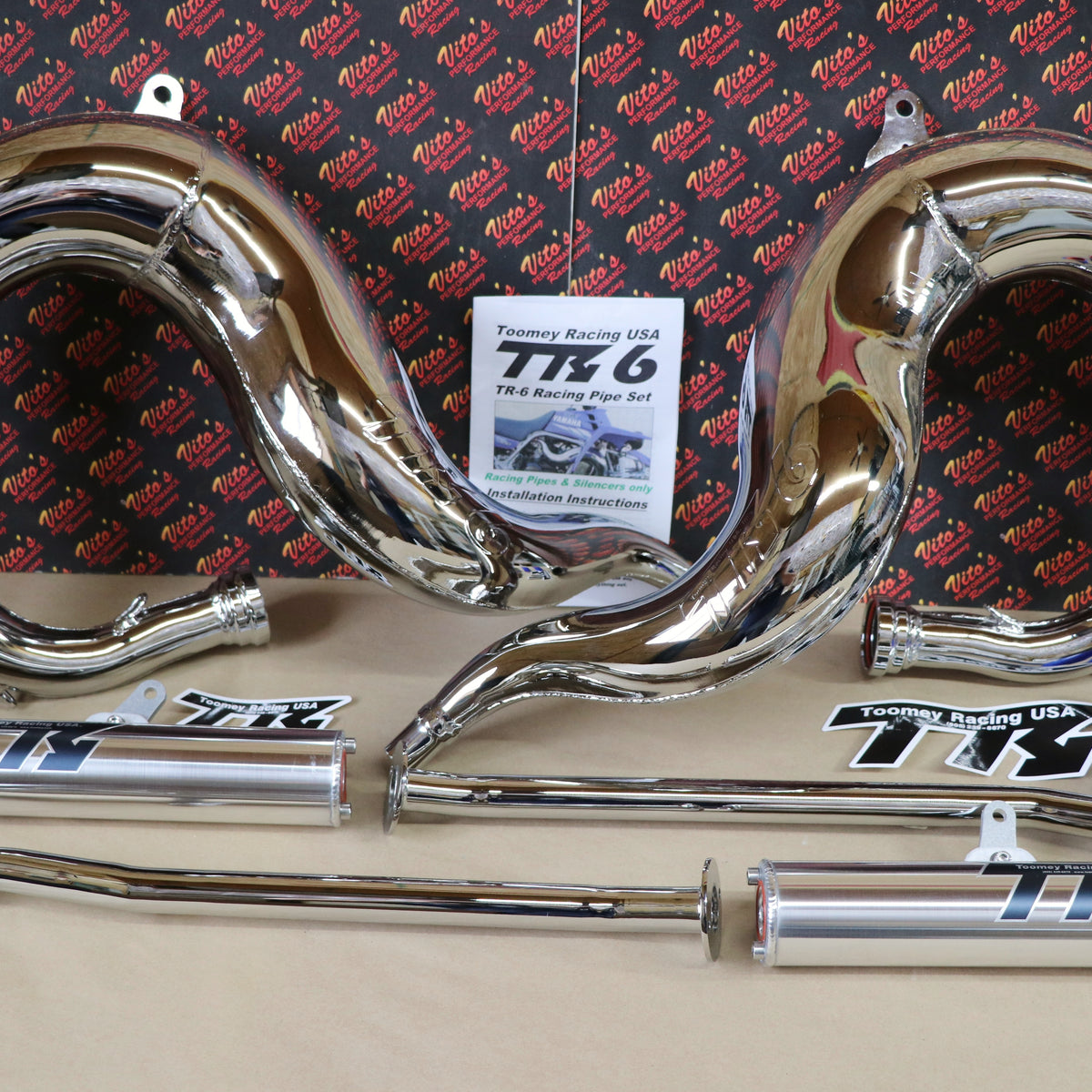 NEW Yamaha Banshee CHROME Toomey Racing T5 Pipes + T-5 silencers 1987 ...